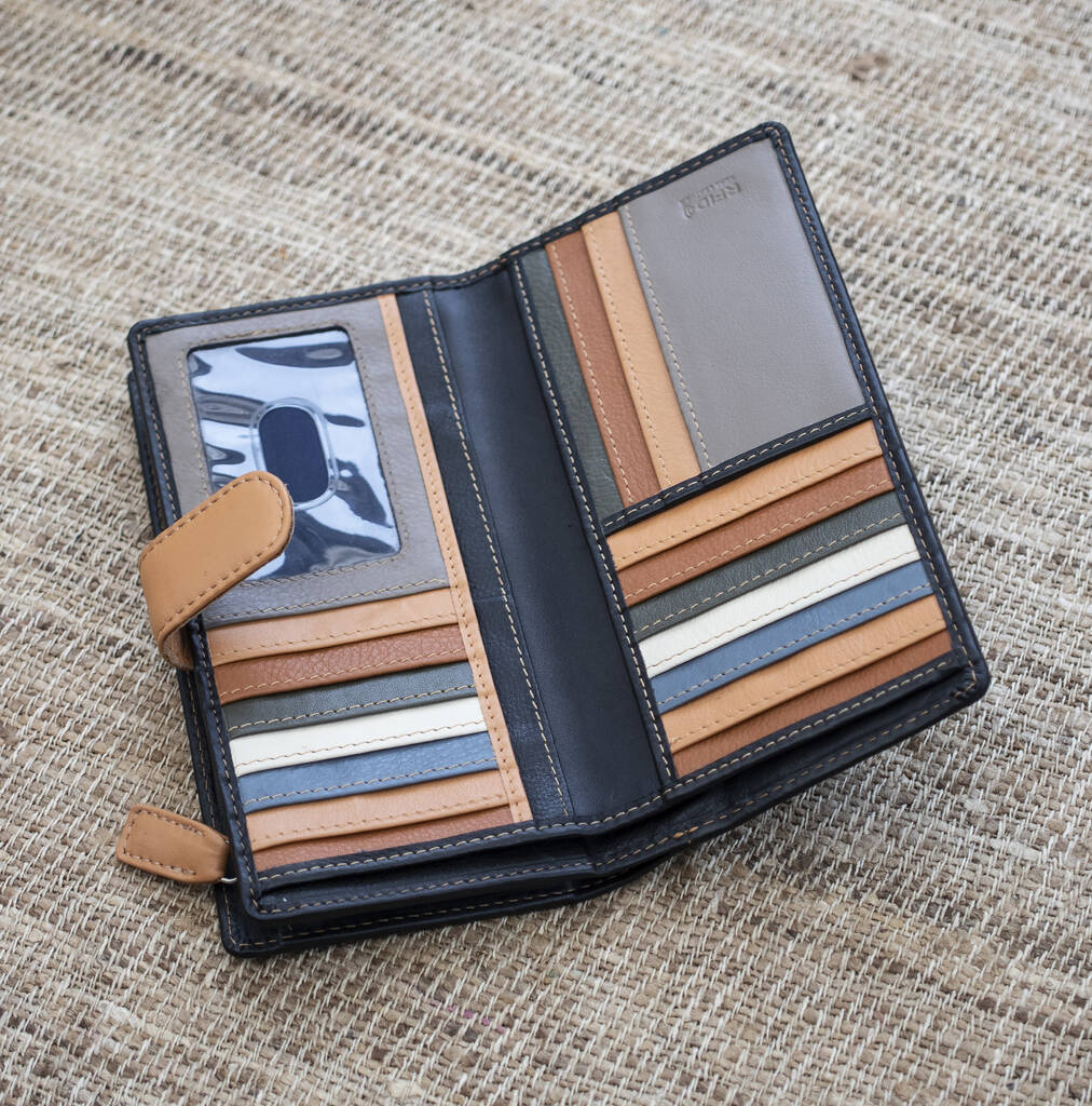 Personalised Large Multicolour Leather Purse Wallet By Wombat ...
