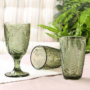set of four luxury fern green wine goblets by dibor ...