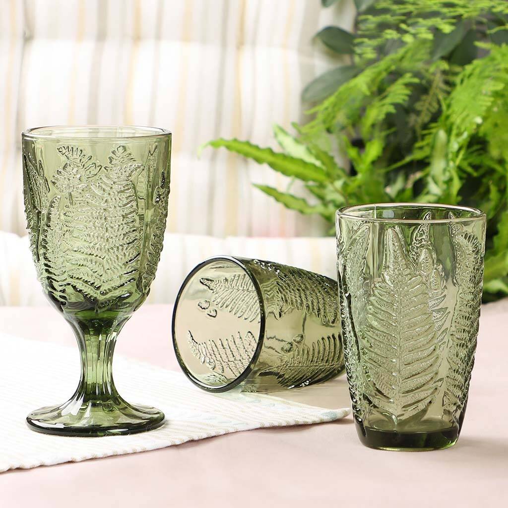 set of four luxury fern green wine goblets by dibor ...