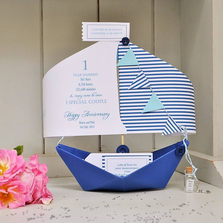personalised anniversary paper boat card keepsake by the little ...
