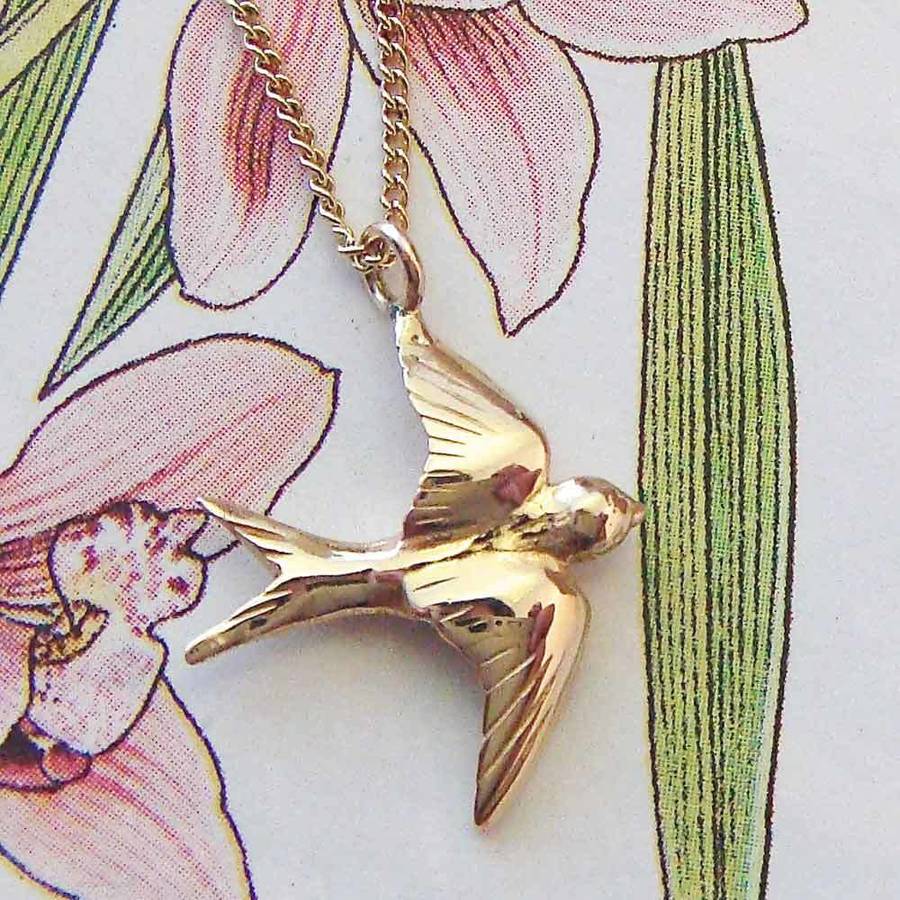 gold swallow necklace by heather scott jewellery | notonthehighstreet.com