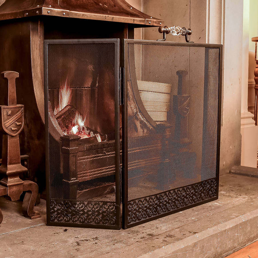glass handled black mesh fire screen by dibor | notonthehighstreet.com