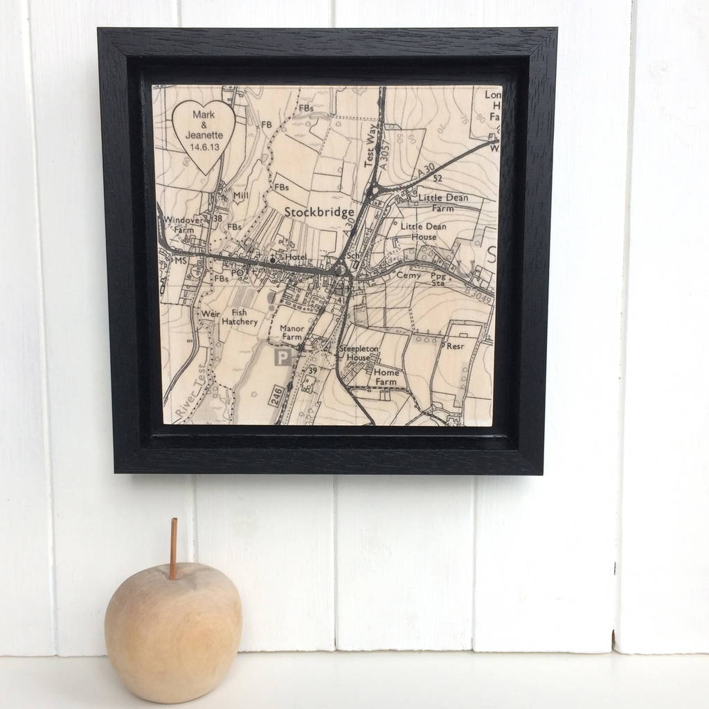 personalised heart location map print on wood by northern logic ...