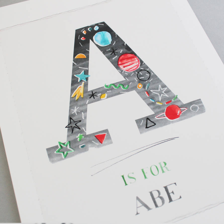 space themed personalised initial and name print by floss & co ...