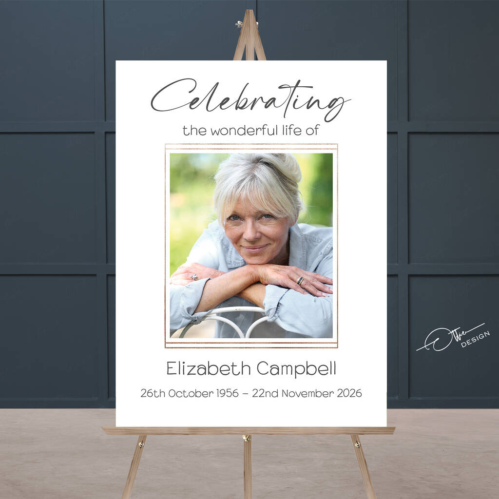 Funeral Celebration Of Life Sign Simple Gold Frame By Ottie Design ...
