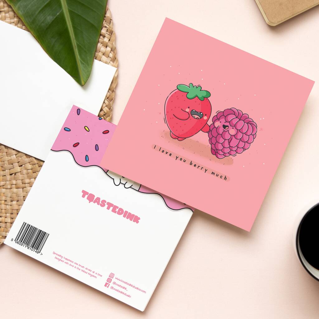 Cute Berry Greetings Card By Toastedink