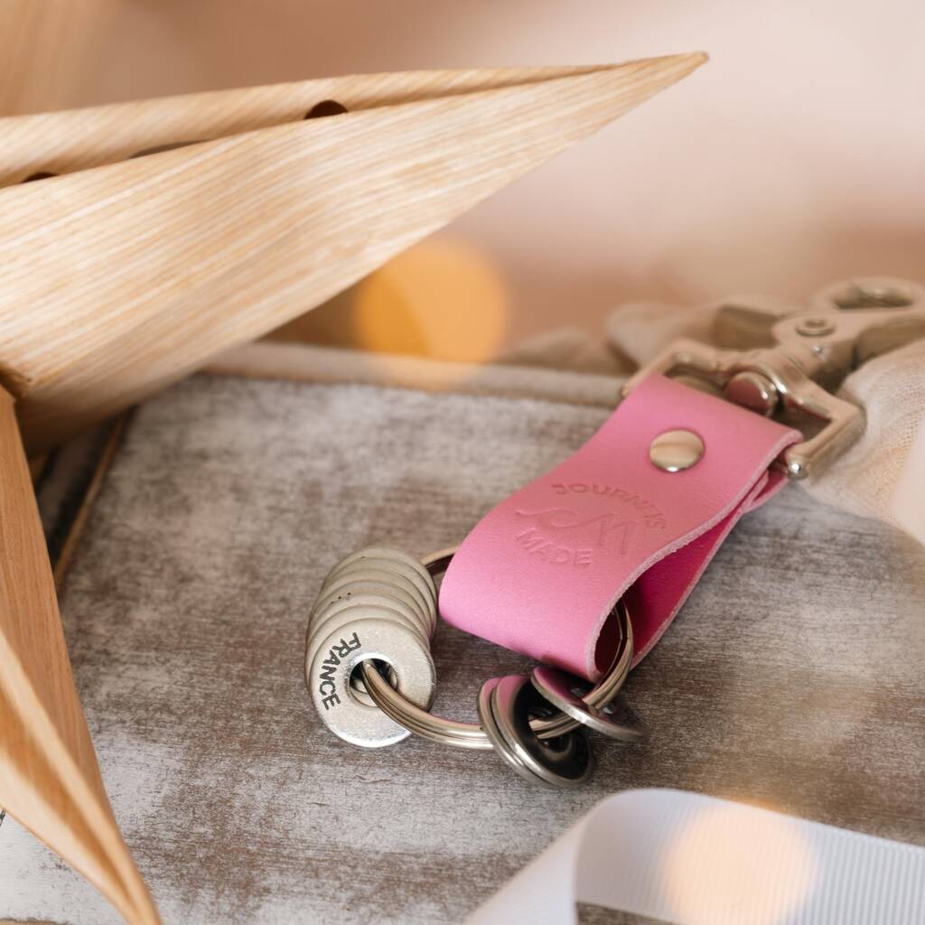 Custom Country Pink Leather Travel Keyring Gift Set By Journeys Made ...