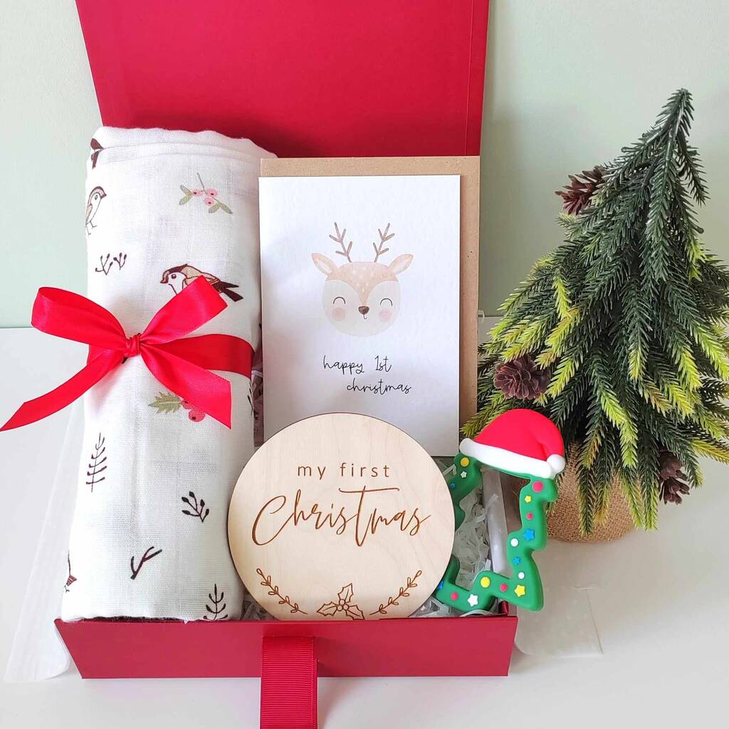 Personalised Baby Christmas Swaddle Gift Box By Beatrice & Barley