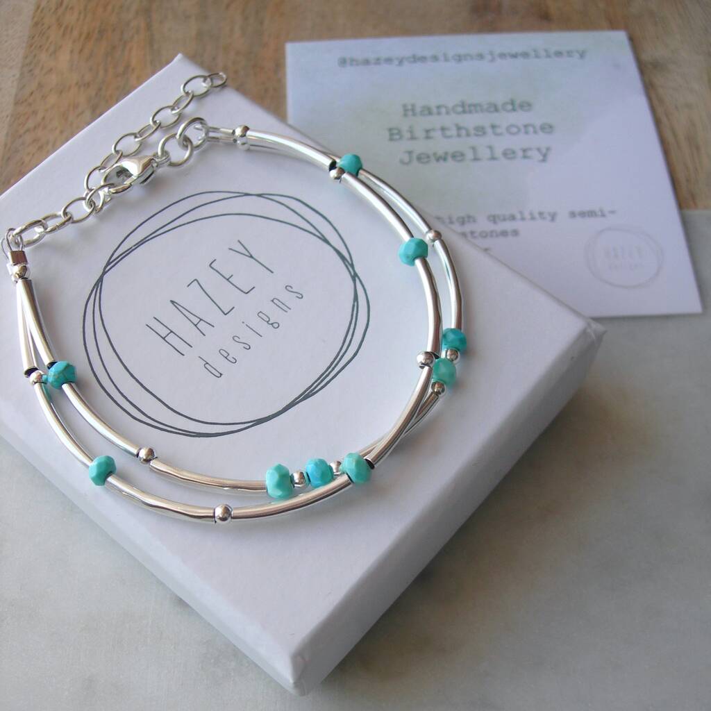Turquoise And Silver Double Stranded Bracelet By Hazey Designs ...