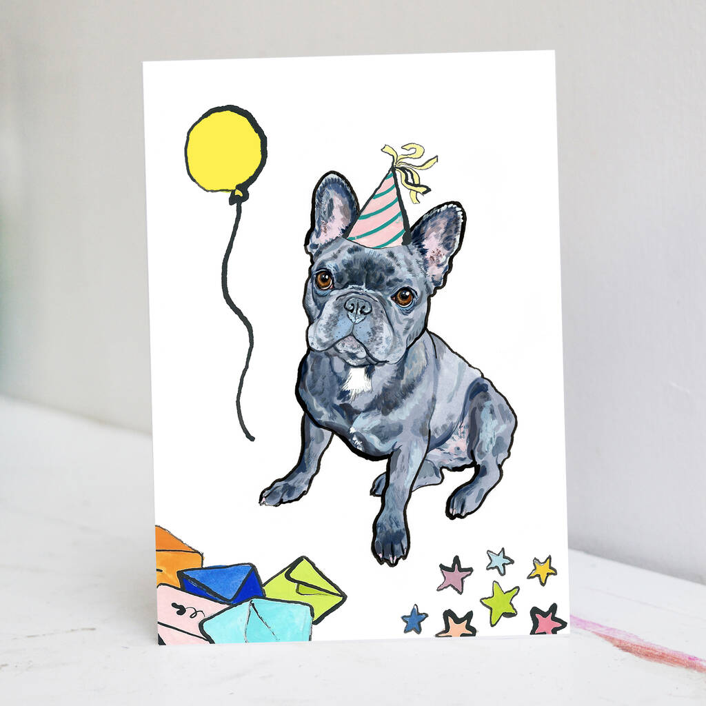 Blue Frenchie Birthday Card | French Bulldog Card By Pet Portrait ...