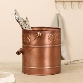 Country Kitchen Copper Cutlery Caddy Bucket By Dibor ...