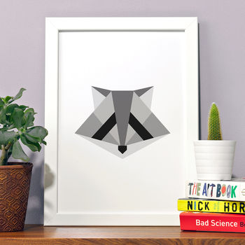 Geometric Raccoon Art Print By Astrid Brisson | notonthehighstreet.com