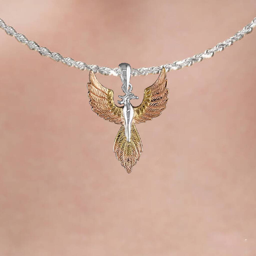Rising Phoenix Necklace In 18ct Mixed Gold Plate By Songs of Ink and ...