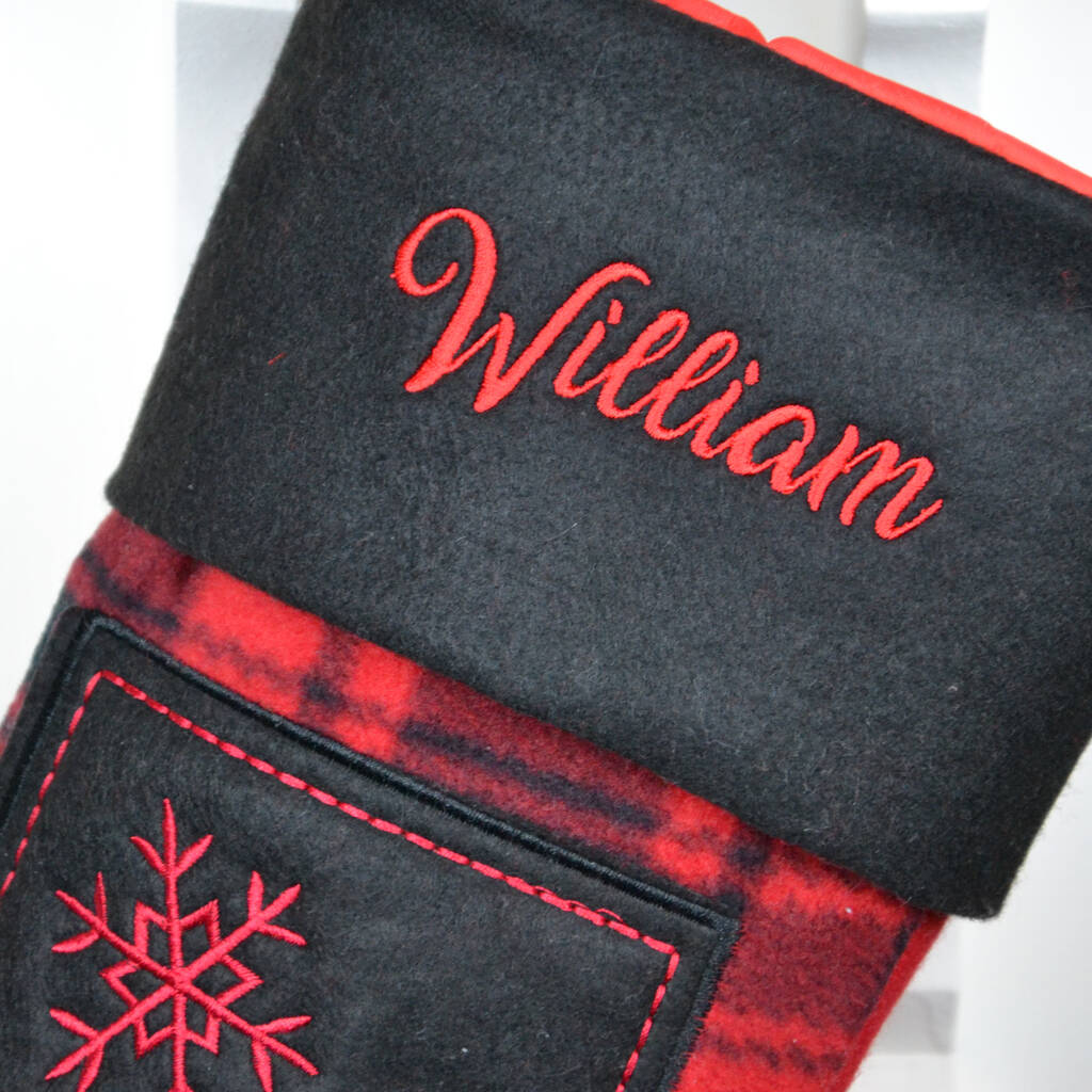 personalised christmas red snowflakes stocking by dcaro ...