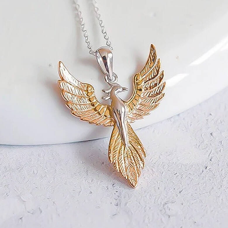 Rising Phoenix Necklace In 18ct Mixed Gold Plate By Songs of Ink and ...