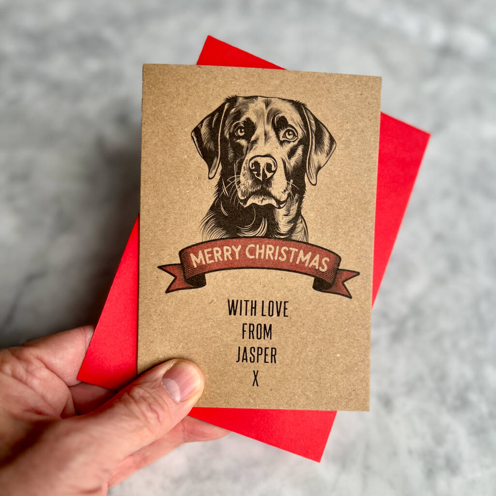 Personalised Labrador Dog Portrait Christmas Card By Adam Regester Design