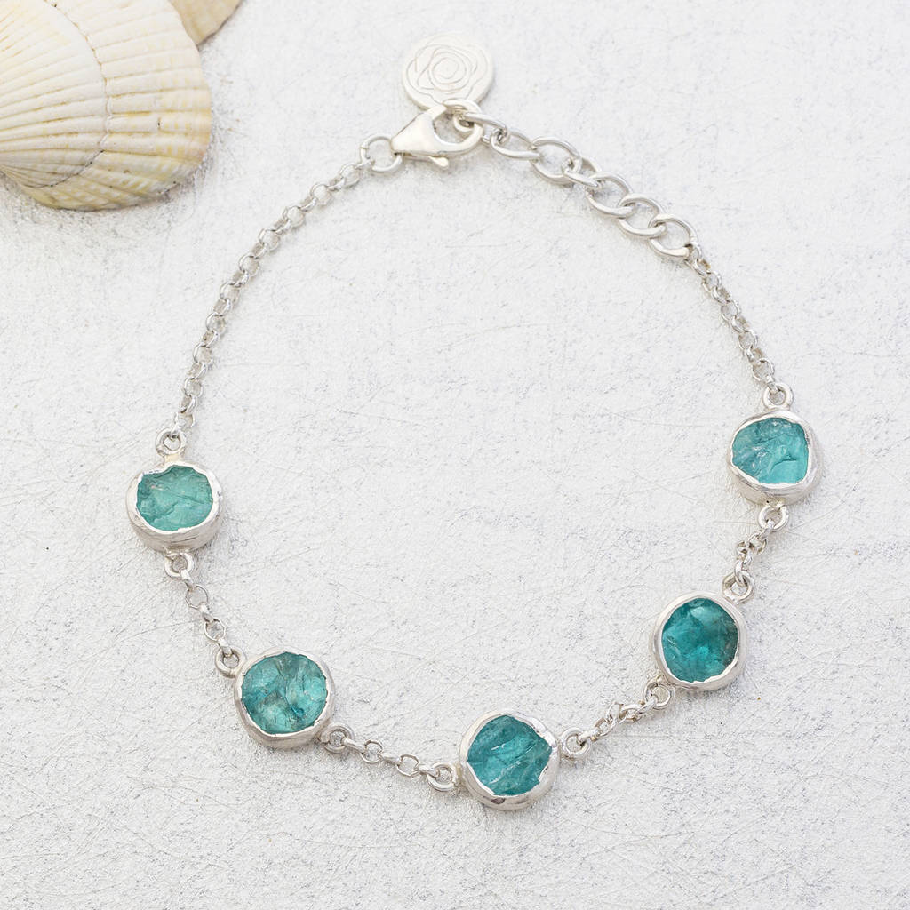 Apatite Handmade Sterling Silver Ladies Bracelet By Poppy Jewellery ...