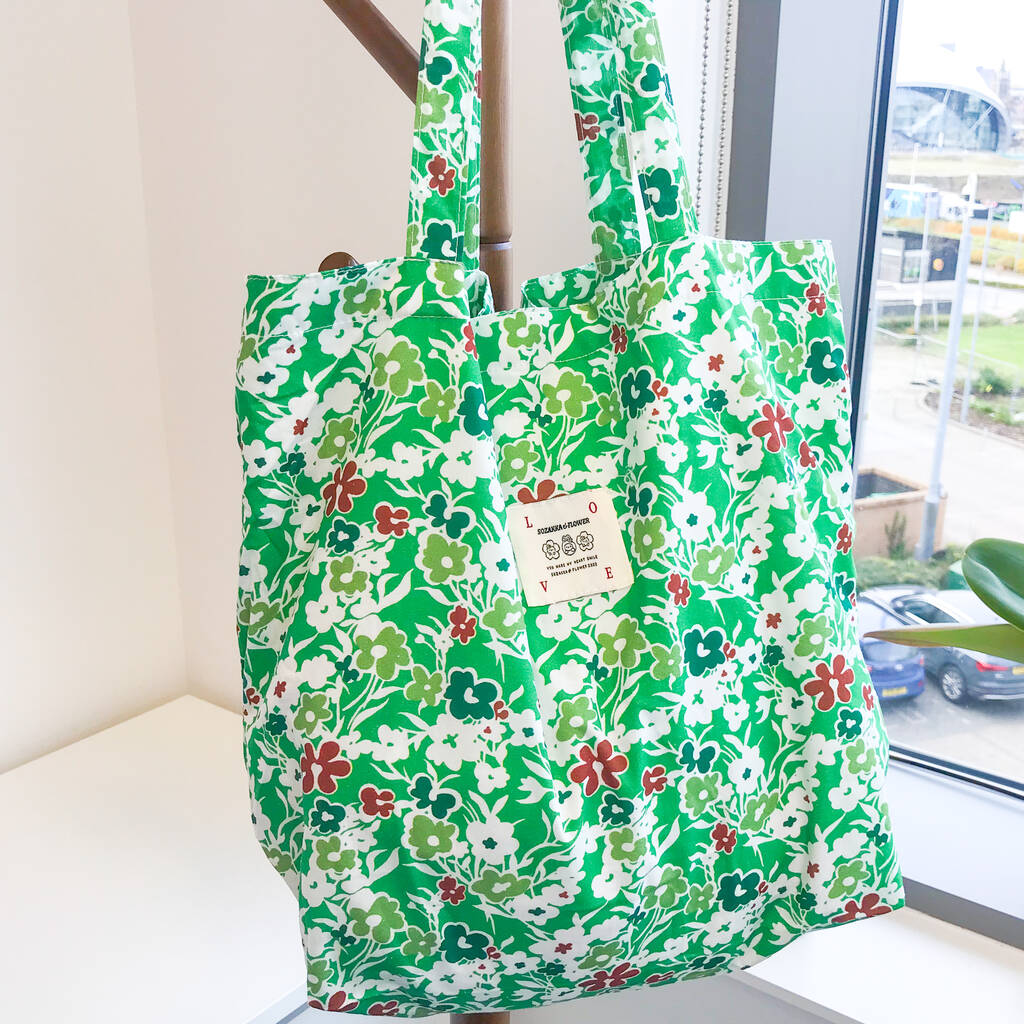 Green Flower Lightweight Shoulder Bag By GY Studios ...