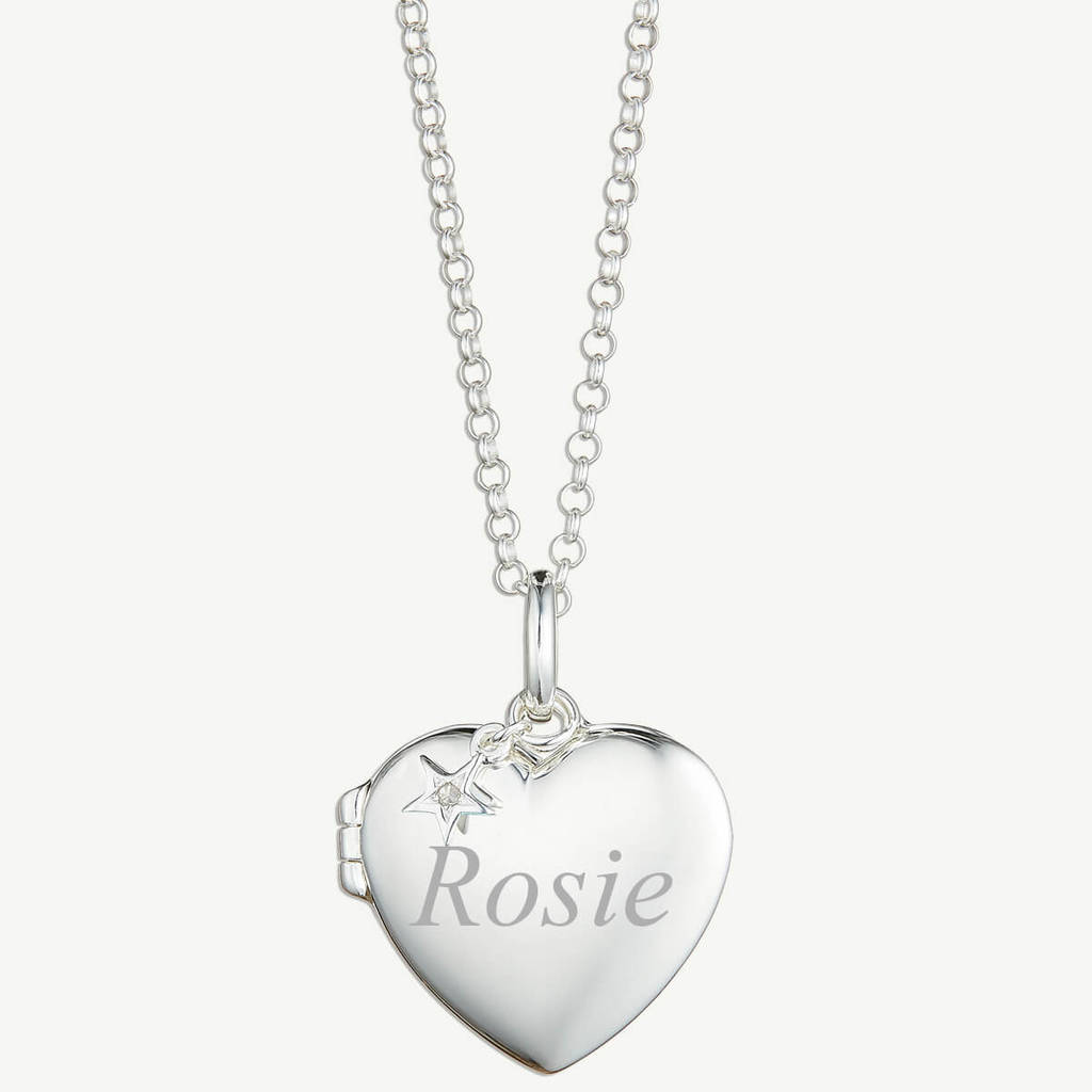 personalised large heart diamond locket by molly brown london ...
