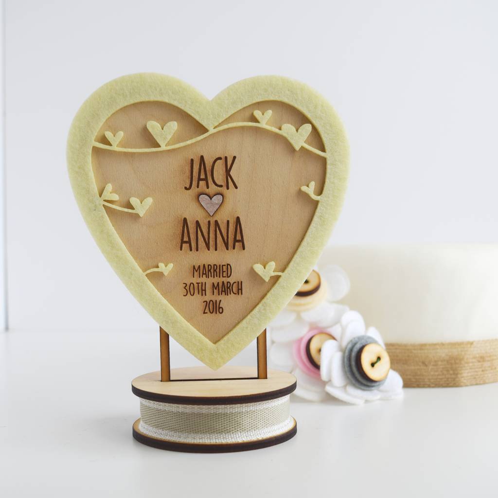 personalised heart wedding cake topper by just toppers ...
