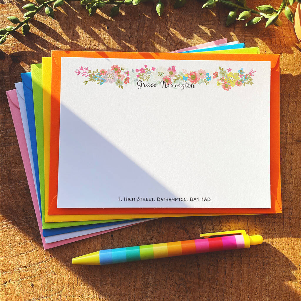 Floral Note Cards With Coloured Envelopes By Lunella ...