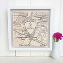 personalised wedding venue location map print on wood by northern logic ...