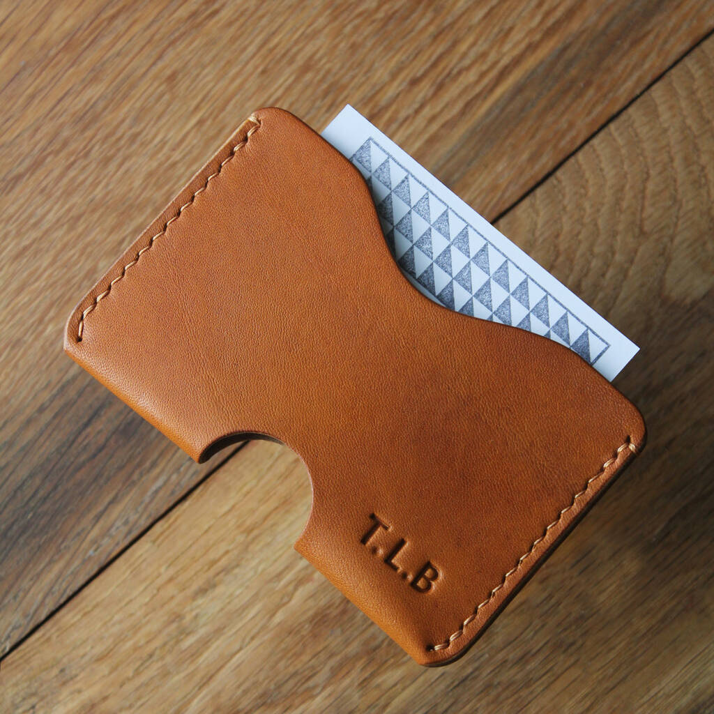 Leather Card Sleeve Personalised By Hyde Wares