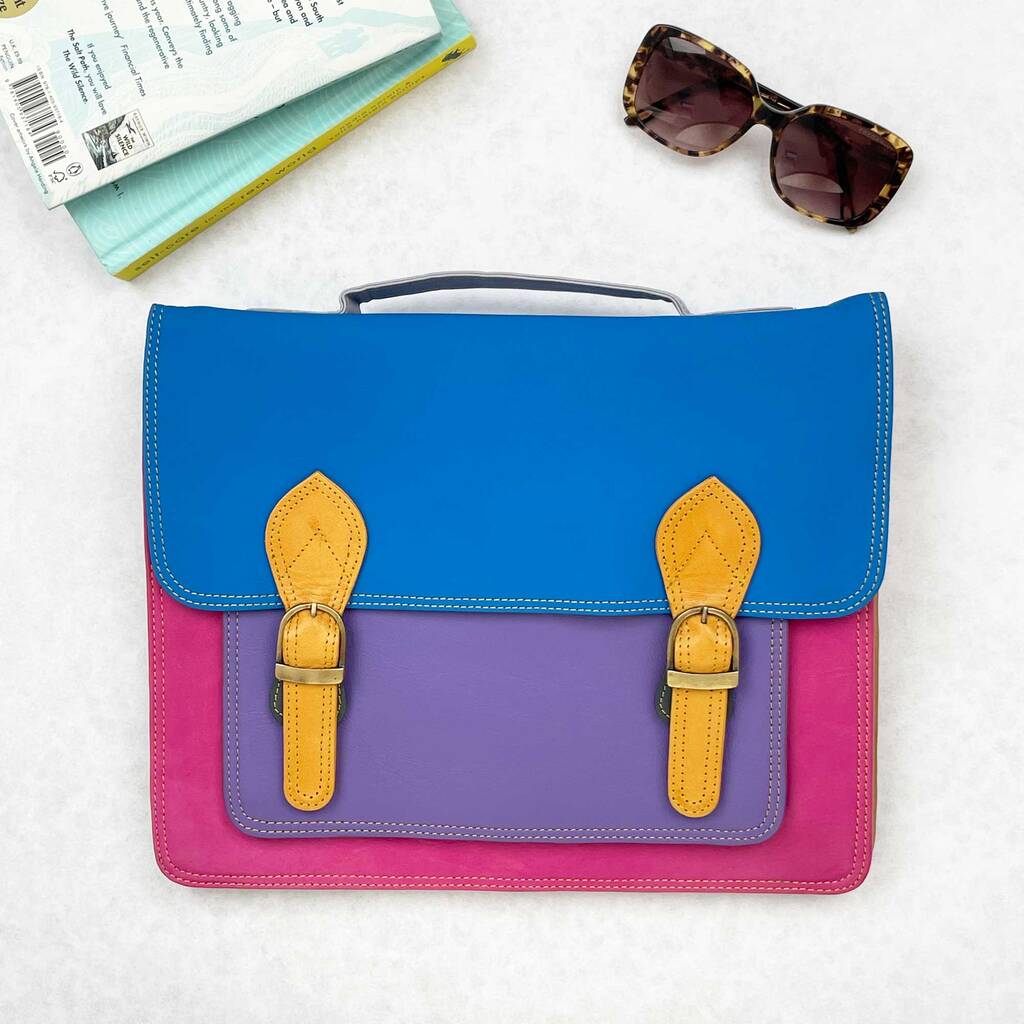 Recycled Coloured Leather Satchel Bag By Paper High ...