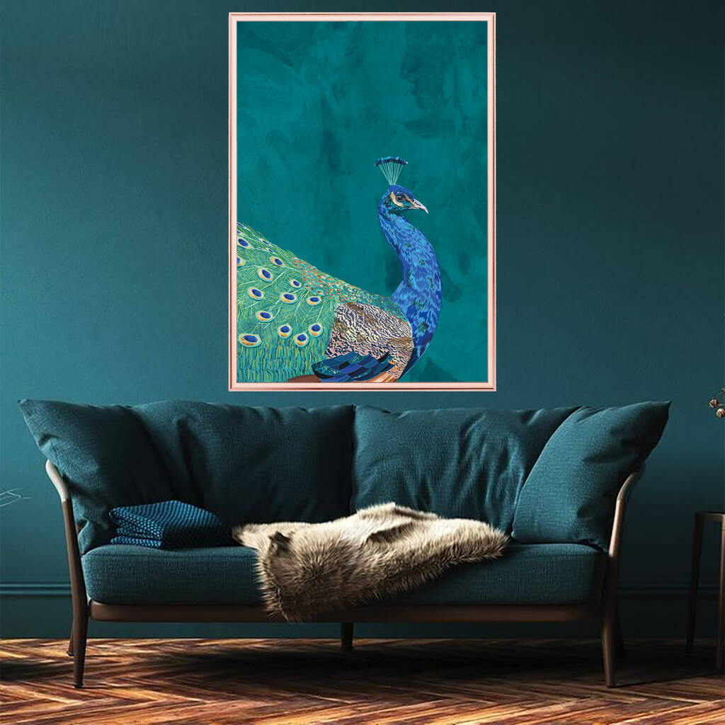 Custom Personalised Peacock Turquoise Art Print By Sarah Manovski Art ...
