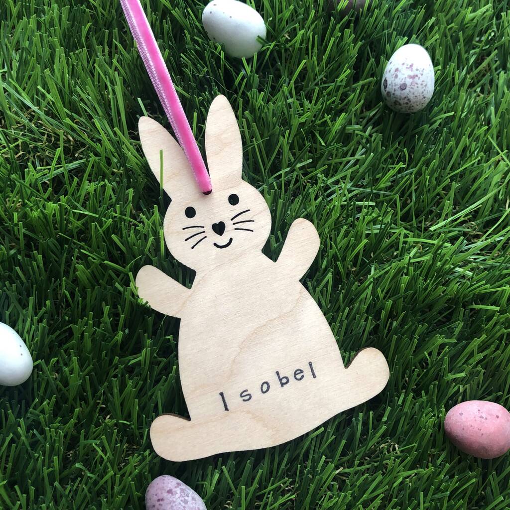 Personalised New Baby Rabbit Hanging Decoration By Alphabet Bespoke ...