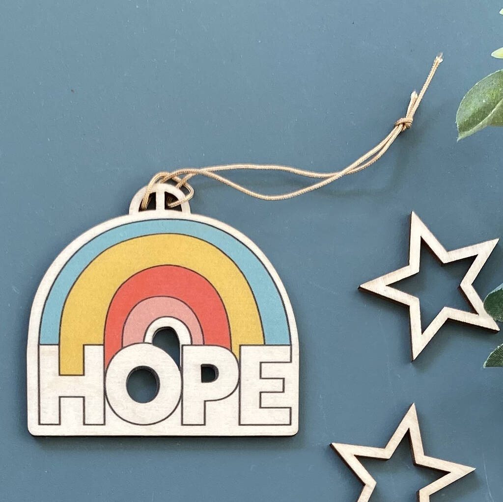 'hope' Wooden Christmas Decoration By Fearless Flamingo ...