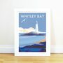 Whitley Bay Vintage Style Seaside Travel Poster By Becky Bettesworth ...