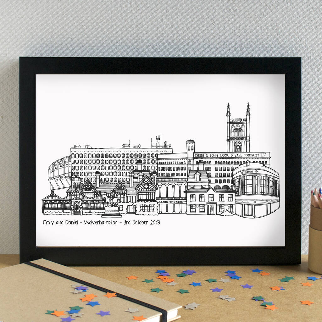 Wolverhampton Skyline Art Print Unframed By Becka Griffin Illustration ...