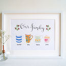 personalised illustrated family cups and mugs art print by maggie's ...