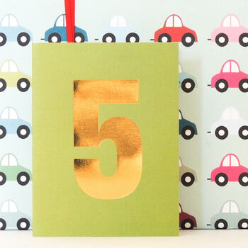Gold Foiled Number Five Card By Kali Stileman Publishing