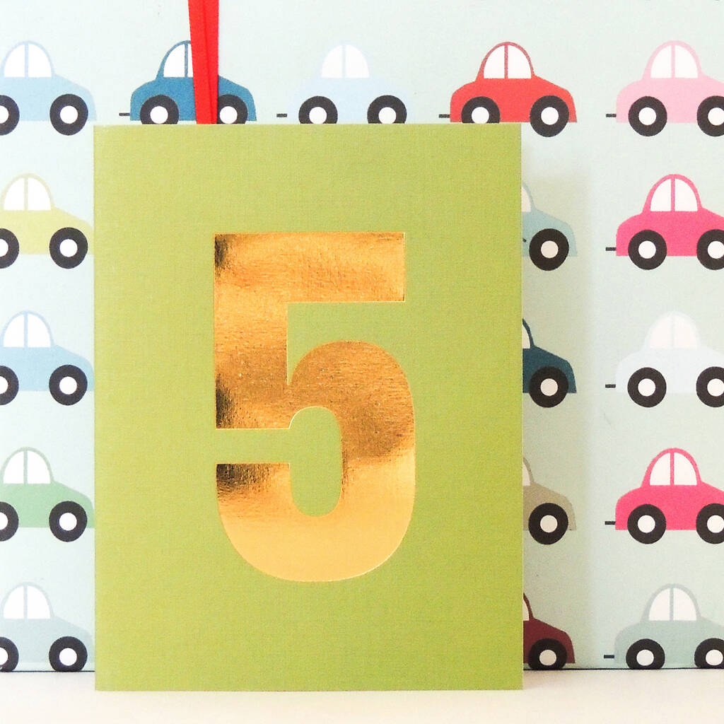 Gold Foiled Number Five Card By Kali Stileman Publishing