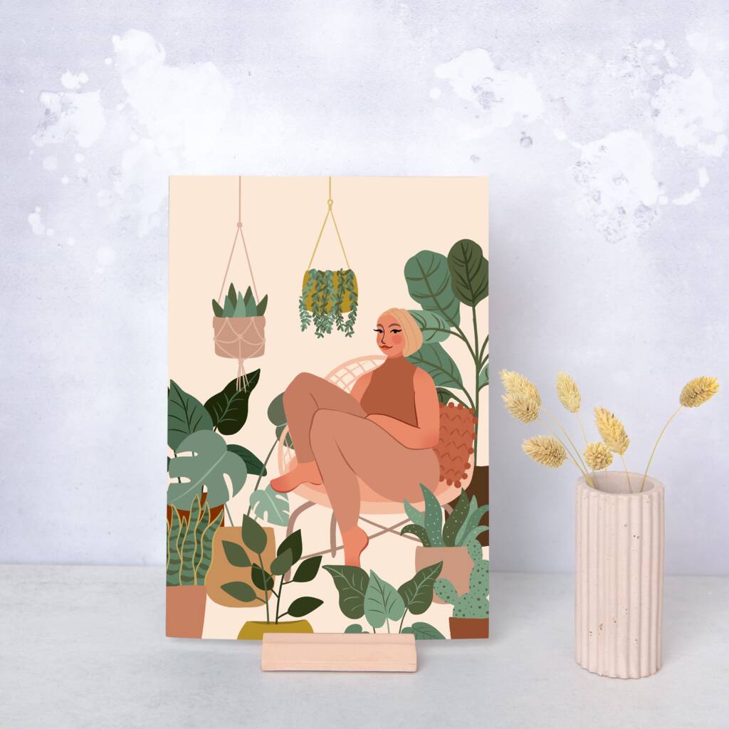 Comfy Chair Plant Lady A4 Wall Art Print By Flourish Paperworks
