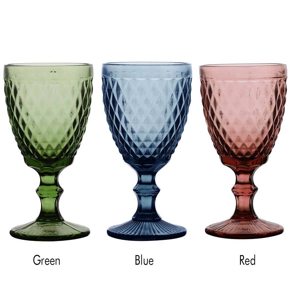 Luxury Embossed Coloured Glass Wine Goblets By Dibor ...