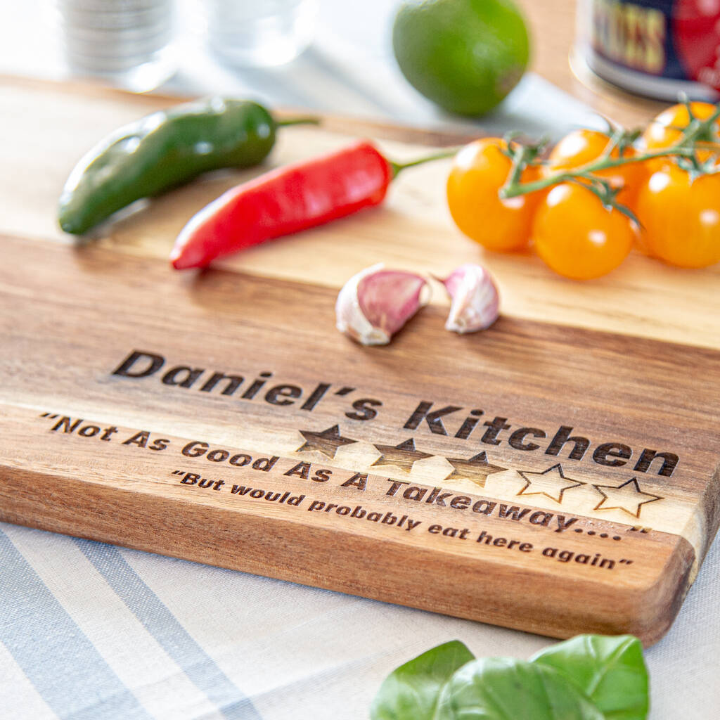 Personalised Kitchen Rating Acacia Chopping Board By Duncan Stewart ...