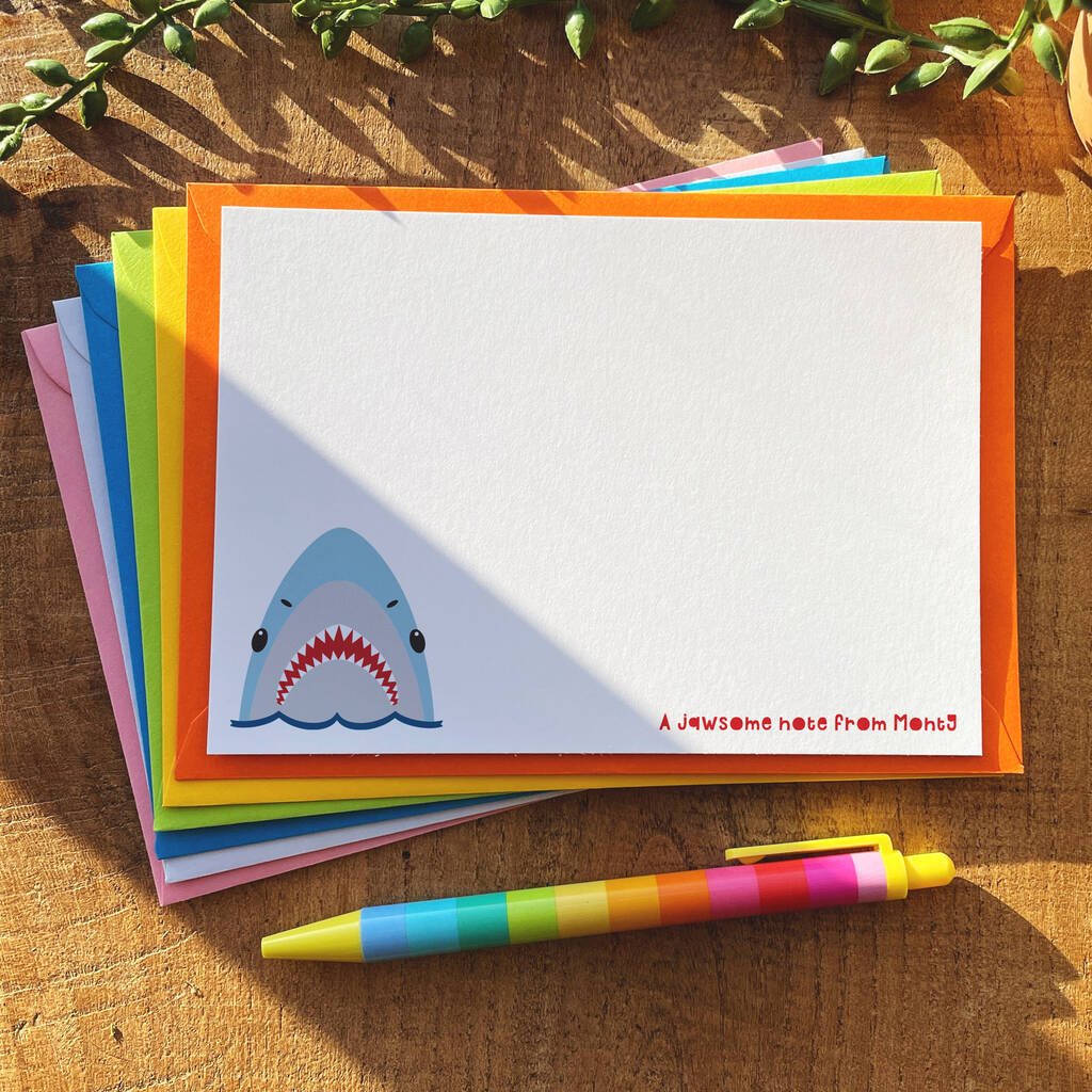 Shark Note Cards With Coloured Envelopes By Lunella ...