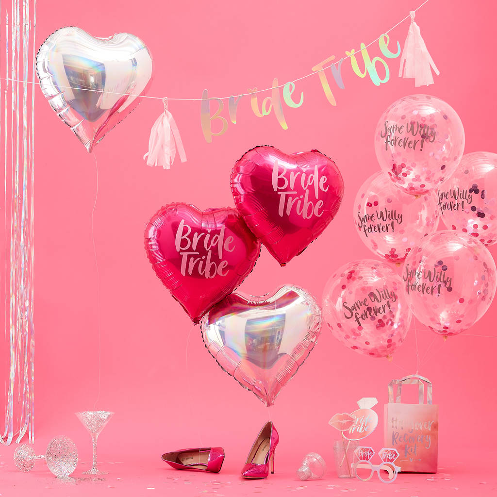 Heart Shaped Bride Tribe Hen Party Balloons By Ginger Ray