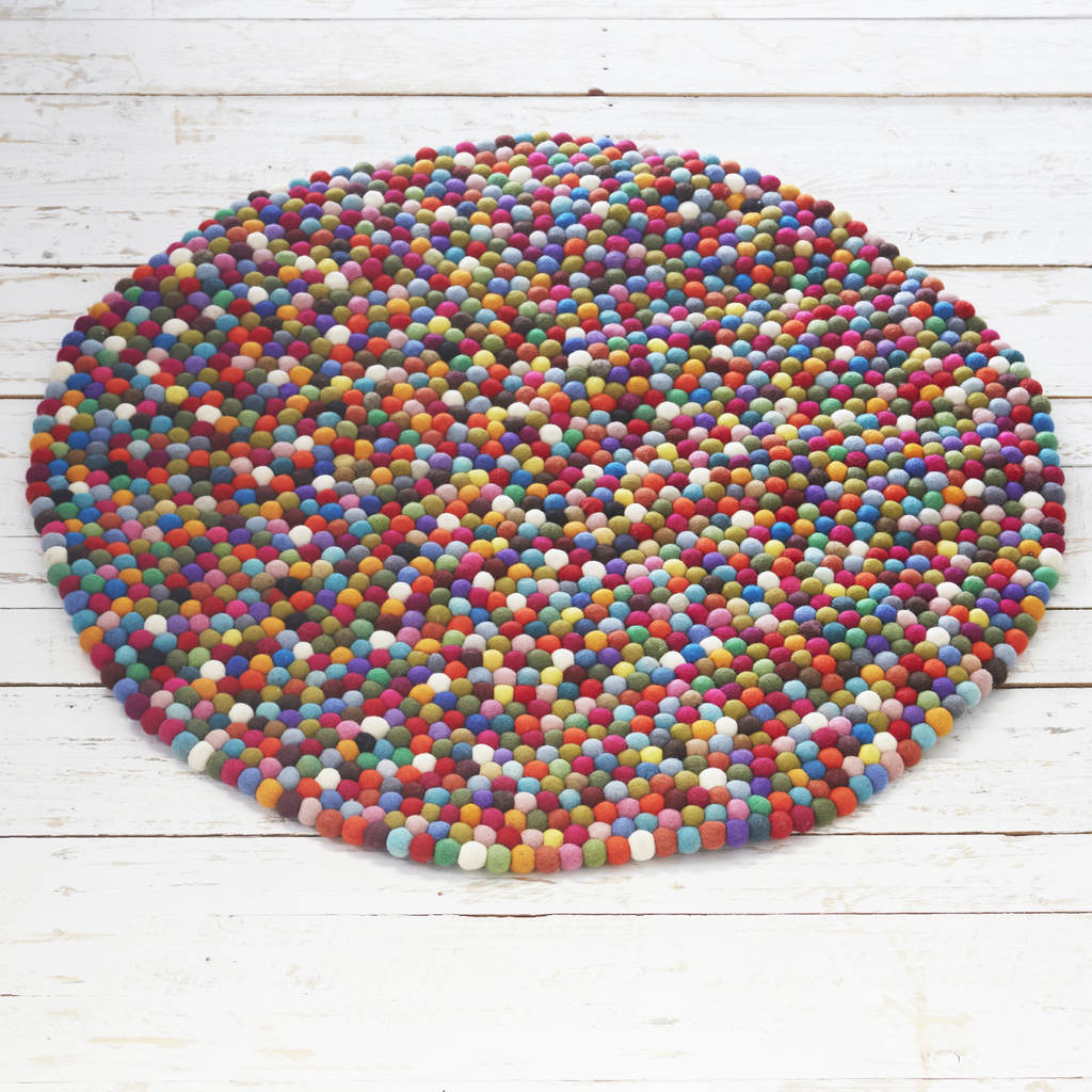 Multicoloured Handmade Felt Ball Rug By Paper High | notonthehighstreet.com