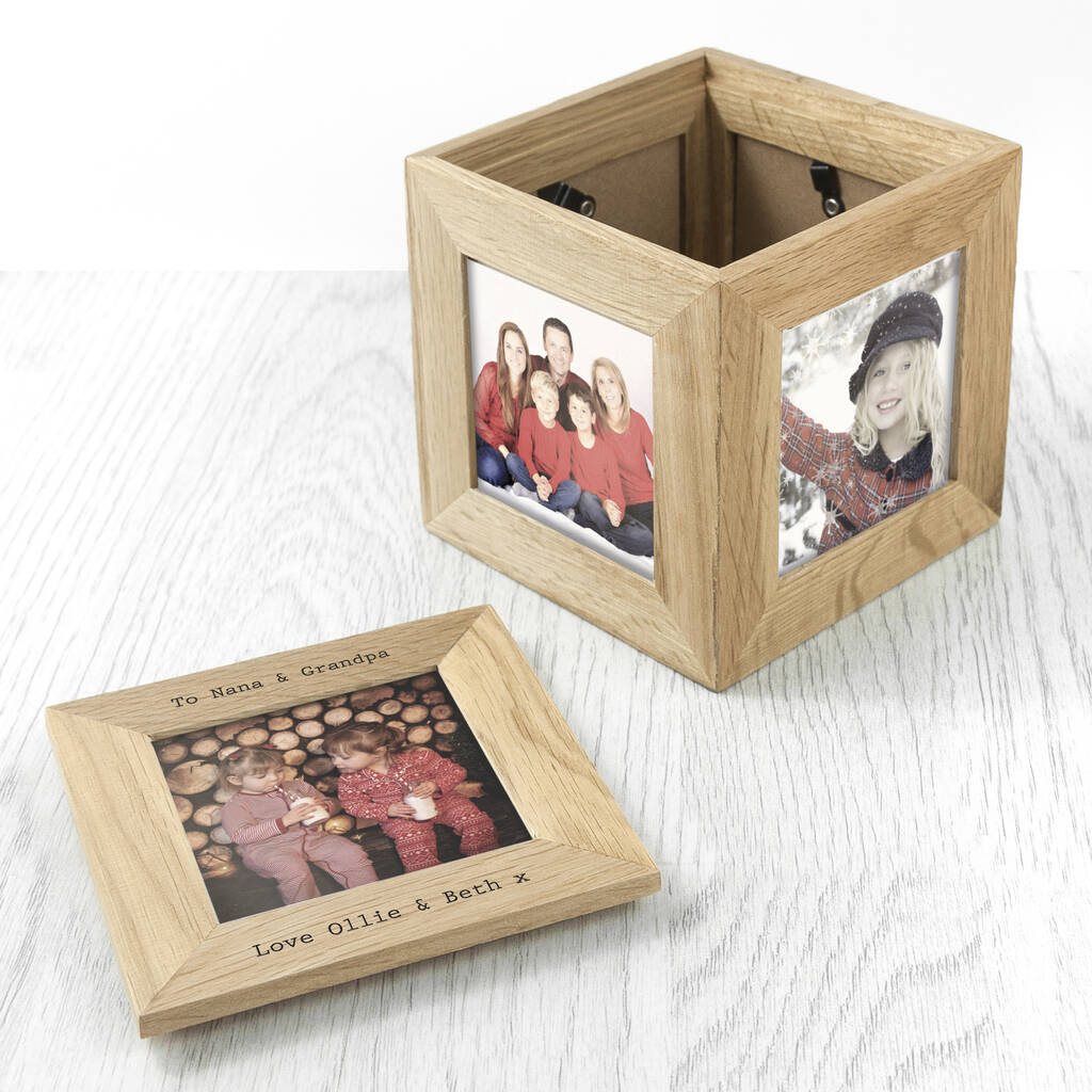 Personalised Oak Christmas Photo Cube Keepsake Box By JUNGLEY | notonthehighstreet.com
