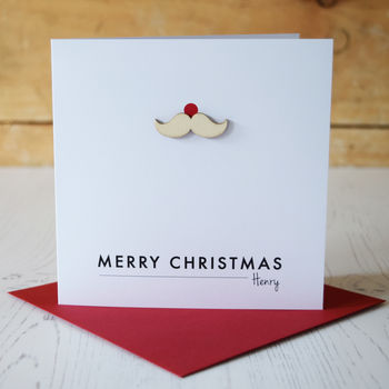 santa moustache personalised cute christmas card by jodie gaul ...