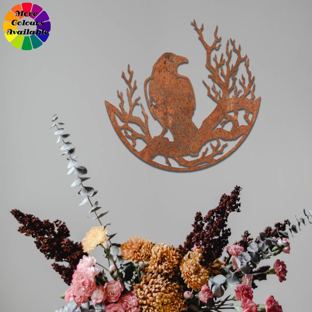 Rusty Metal Cawing Crow Art Metal Raven Wall Decor By Duke Craft ...