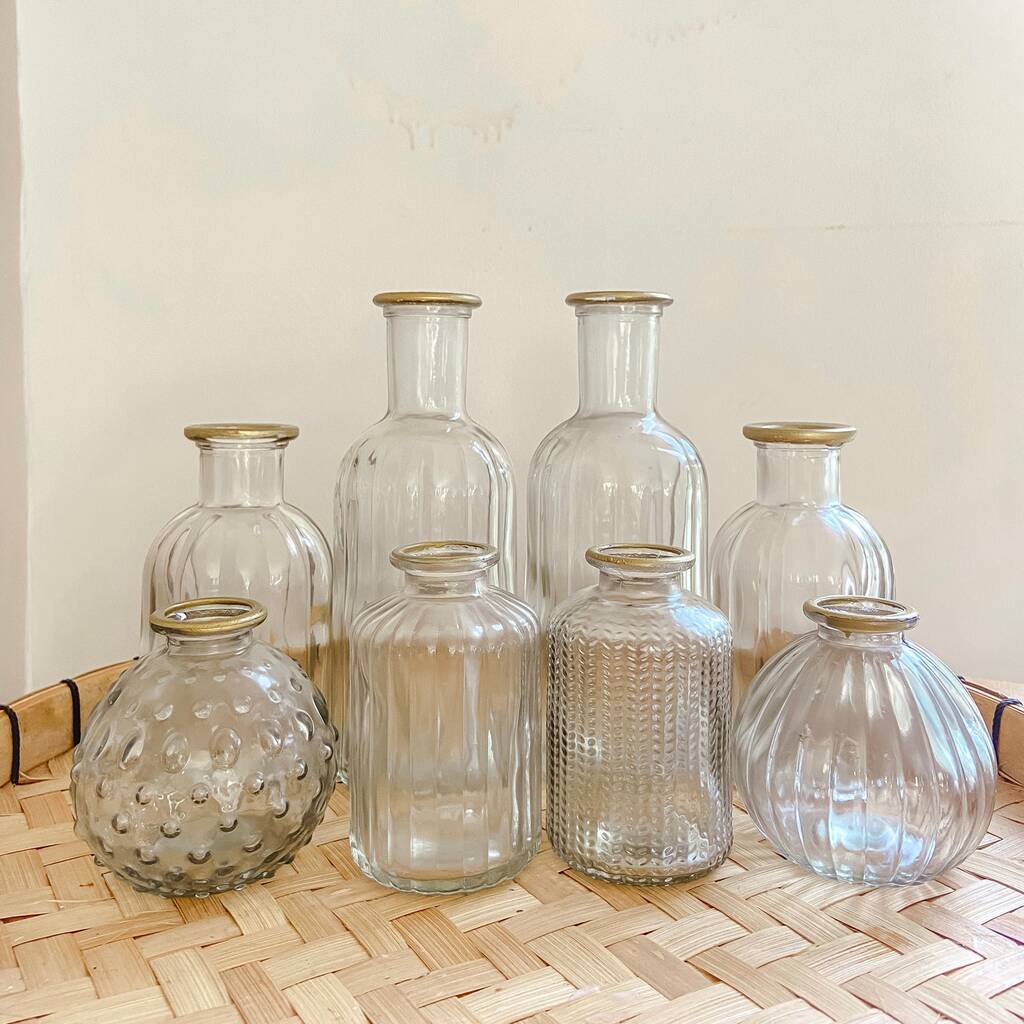 Set Of Two Gold Rim And Clear Glass Bottle Vases By The Wedding of my ...