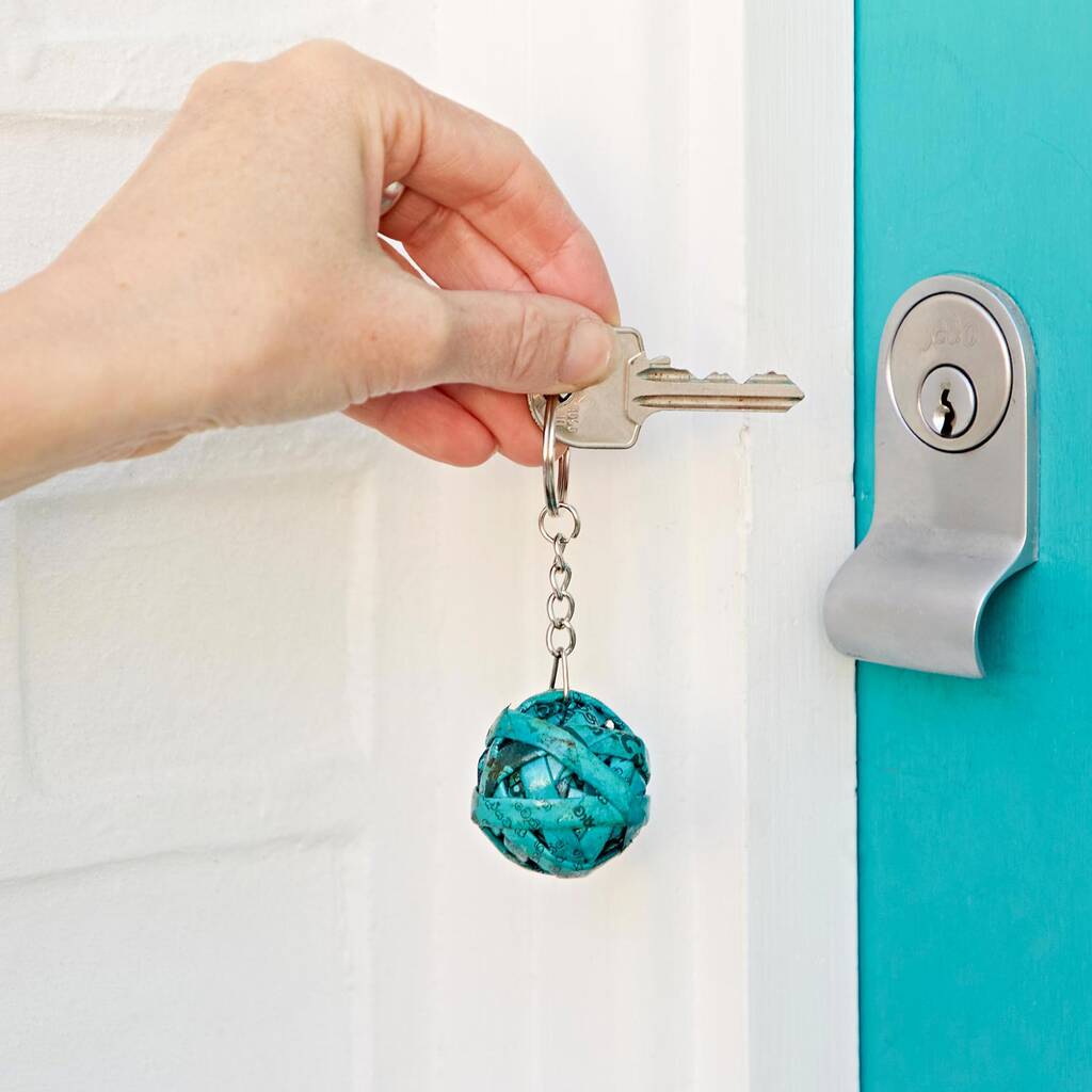 Colourful Recycled Newspaper Ball Keyring By Paper High