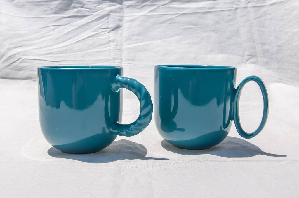 Porcelain Mug With Twisted And Oval Handle Set Of Two By House Of Aten