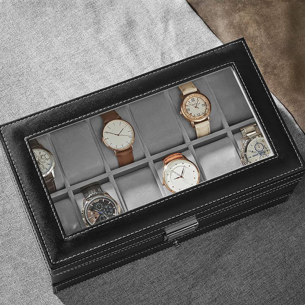 Two Tier 12 Slot Watches Box Case With One Drawer By Momentum ...