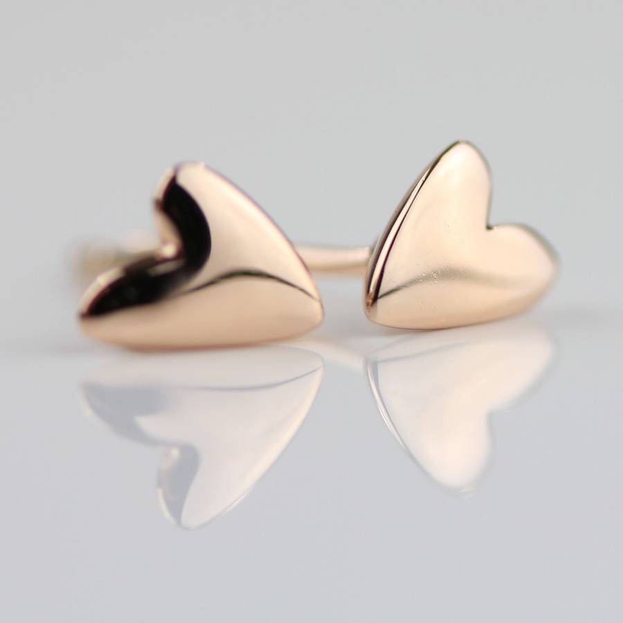 devotion polished rose gold heart stud earrings by nest ...